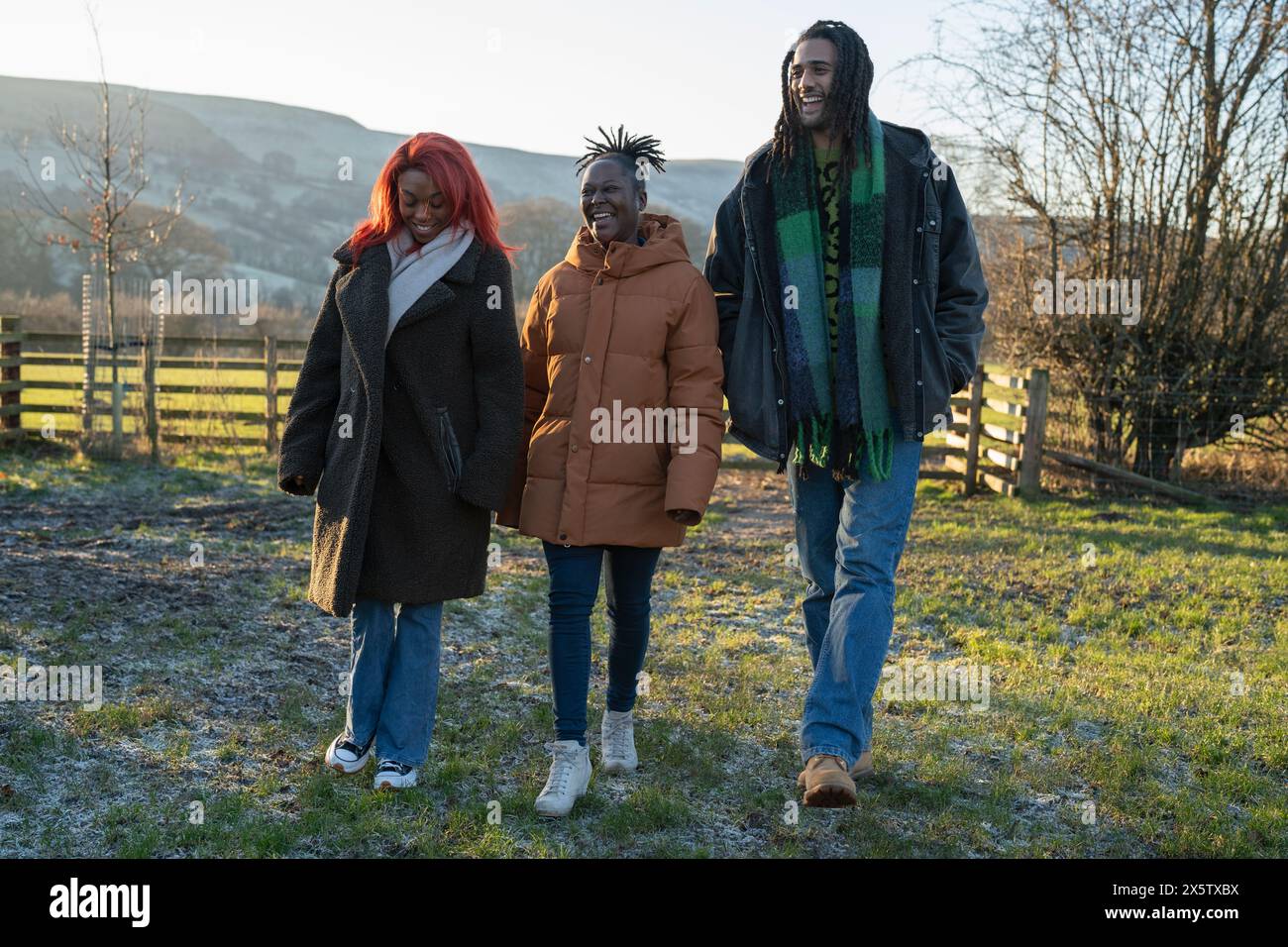 Group of friends on walk in countryside Stock Photo - Alamy