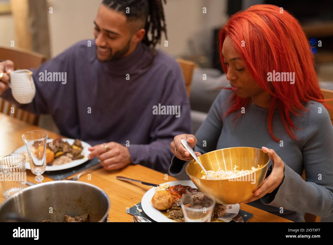 People plate food at dinner at home Stock Photo - Alamy