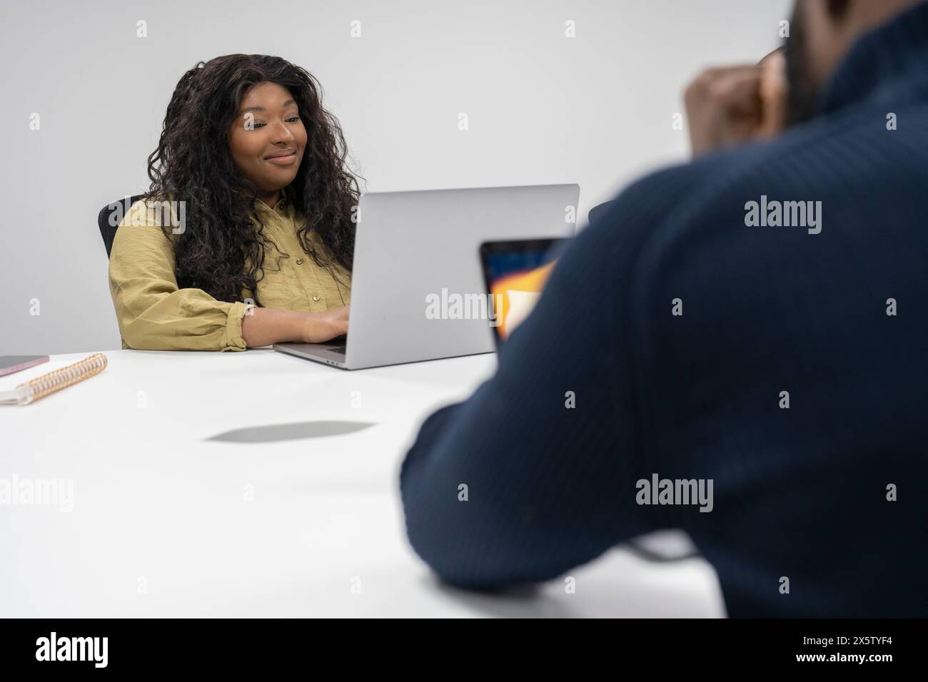 Business people working on laptops in office Stock Photo - Alamy