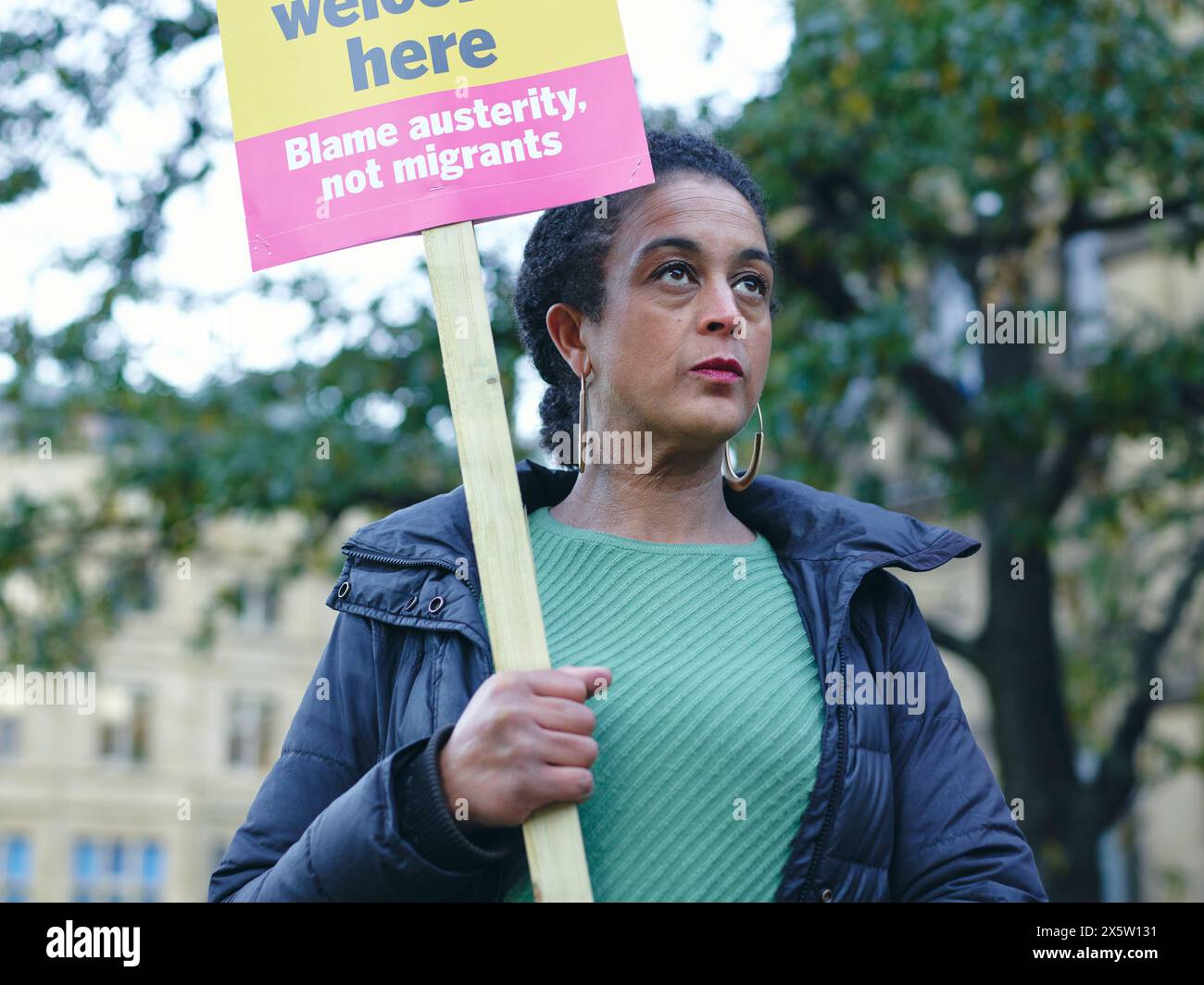 One woman protestor placard hi-res stock photography and images - Alamy