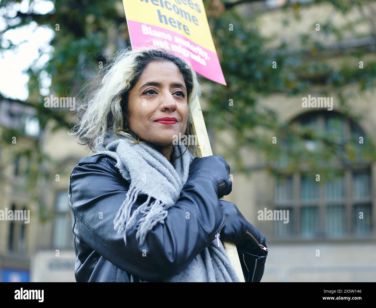One woman protestor placard hi-res stock photography and images - Alamy
