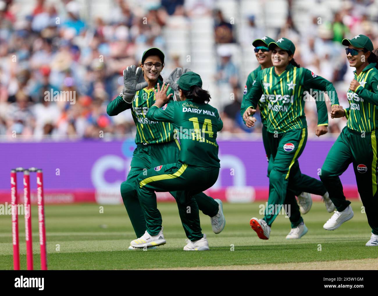 Pakistan's Muneeba Ali celebrates with Pakistan's Fatima Sana after ...