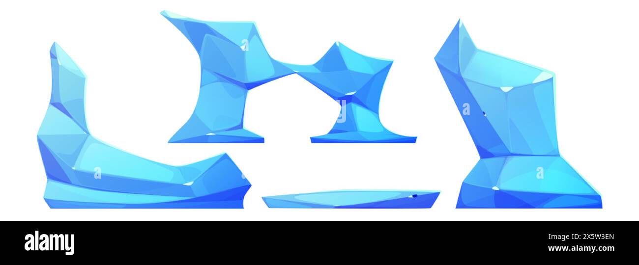 Iceberg pieces set isolated on white background. Vector cartoon ...
