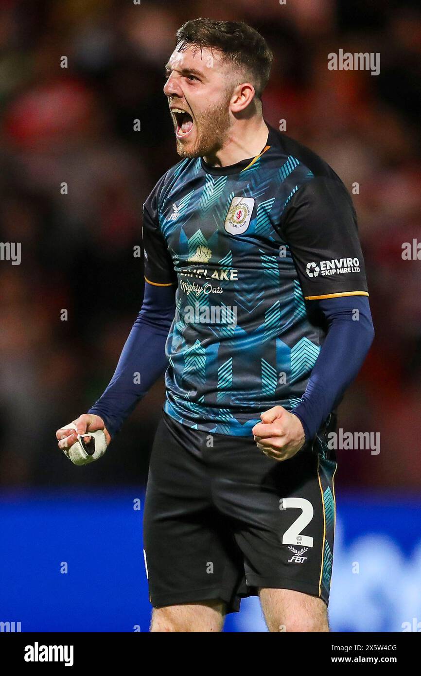 Doncaster, UK. 10th May, 2024. Crewe Alexandra defender Ryan Cooney (2 ...
