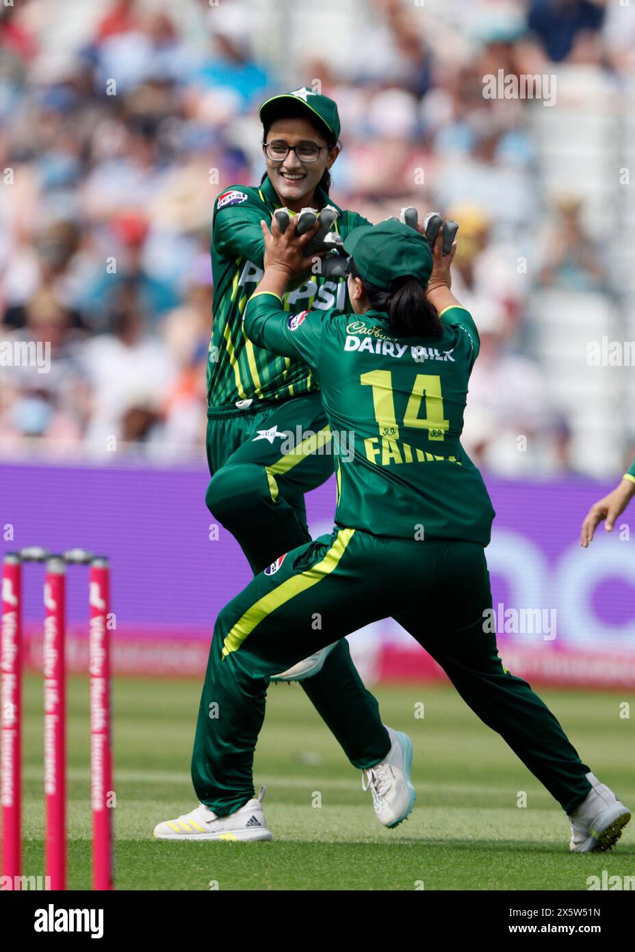 Pakistan's Muneeba Ali celebrates with Pakistan's Fatima Sana after ...