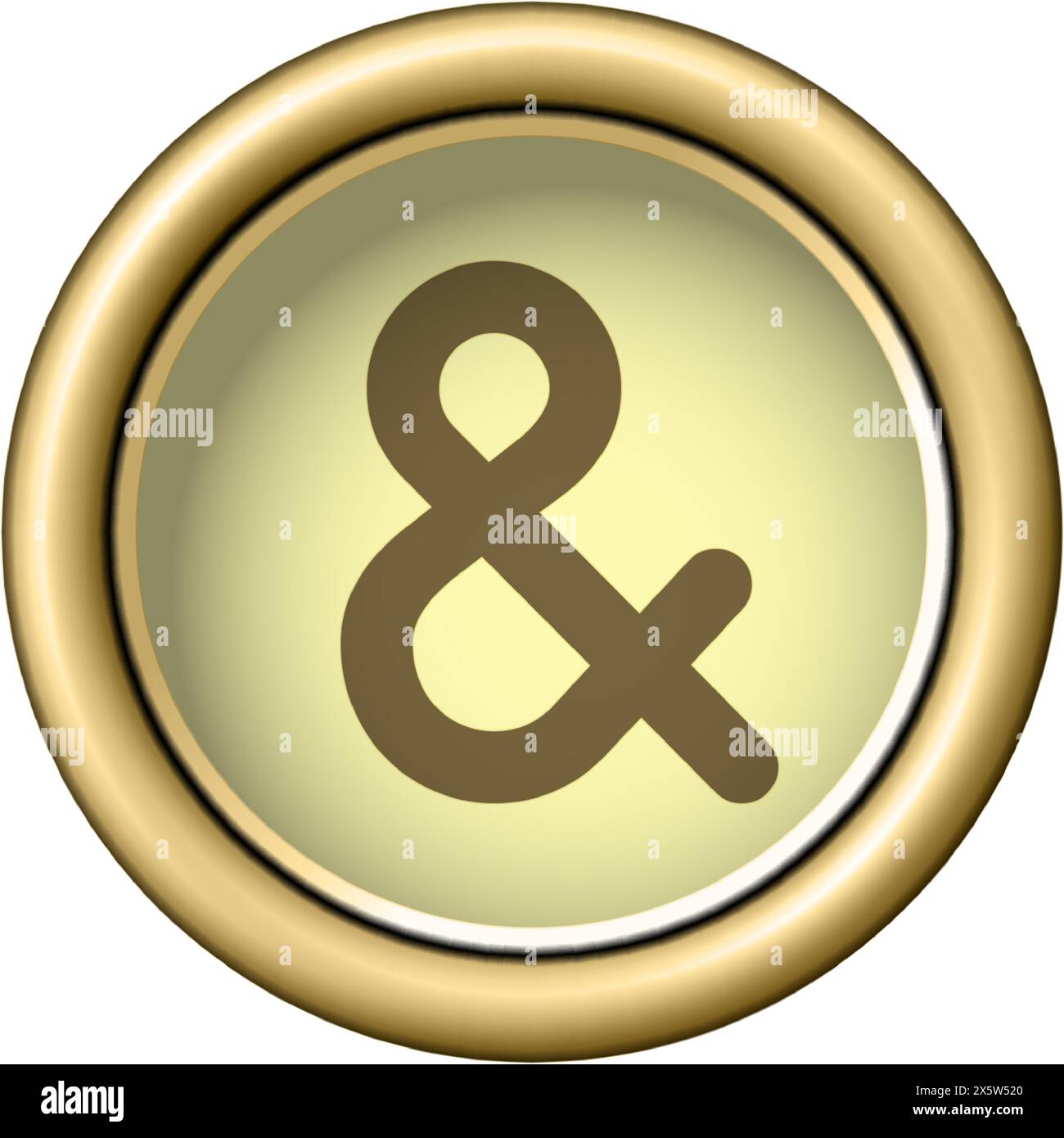 Ampersand Symbol. Vintage golden typewriter button isolated on white ...