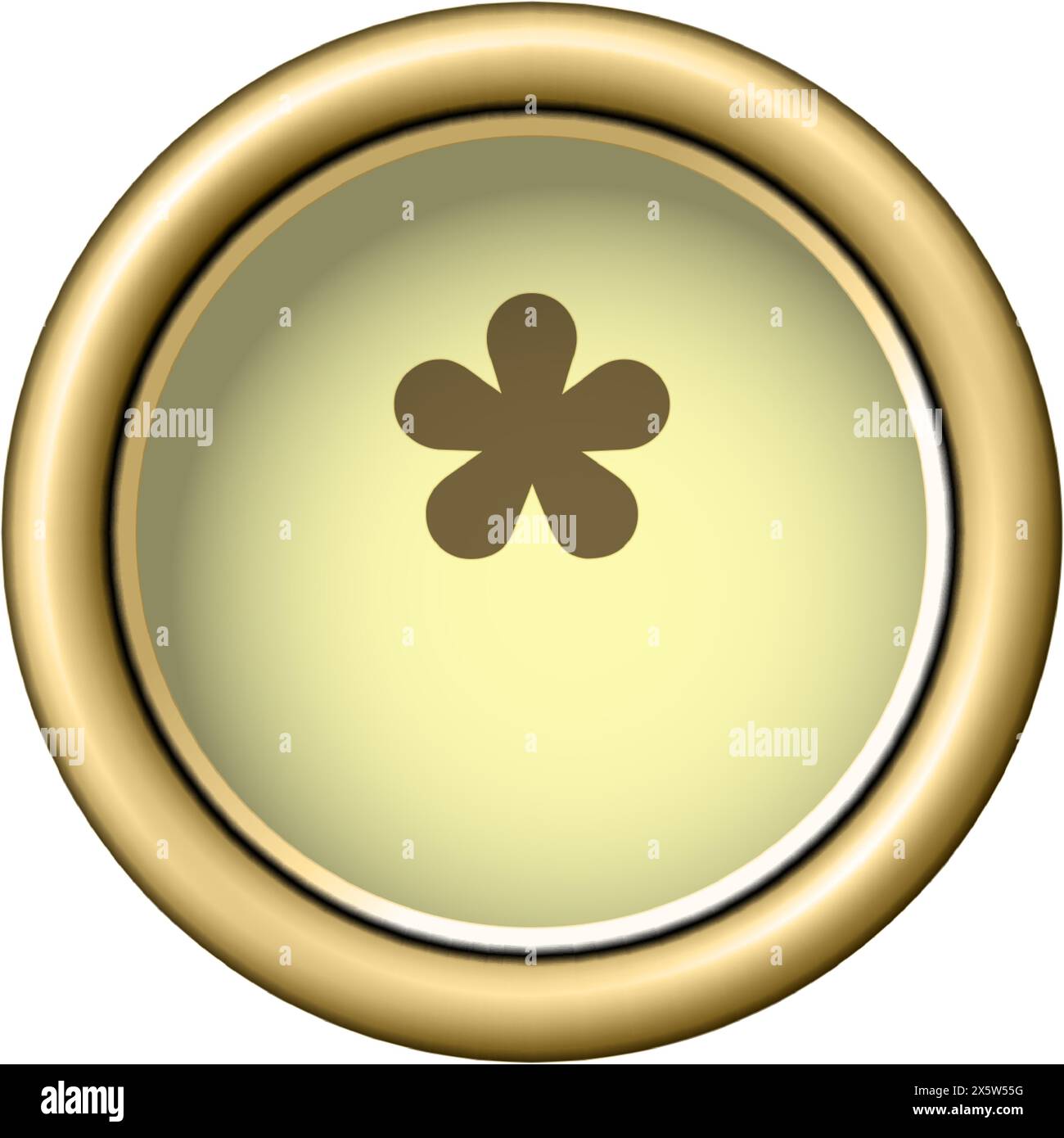 Asterisk symbol. Vintage golden typewriter button isolated on white ...