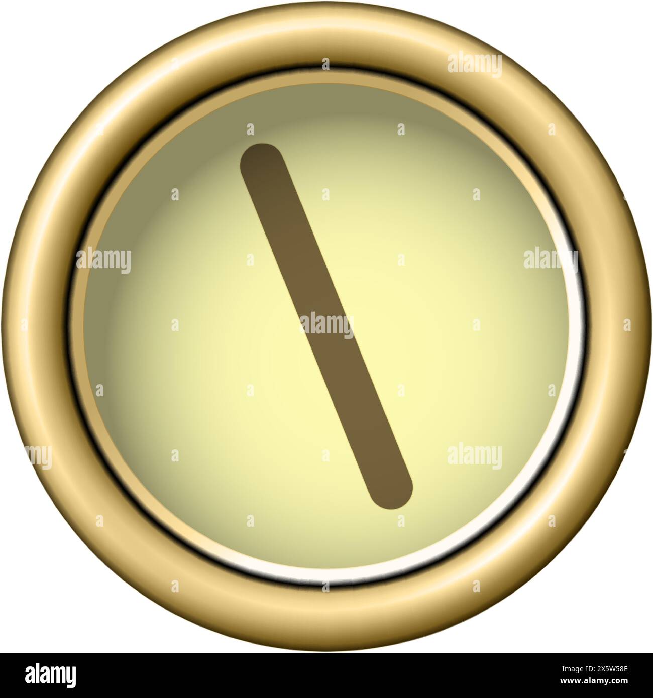 Backslash symbol. Vintage golden typewriter button isolated on white ...