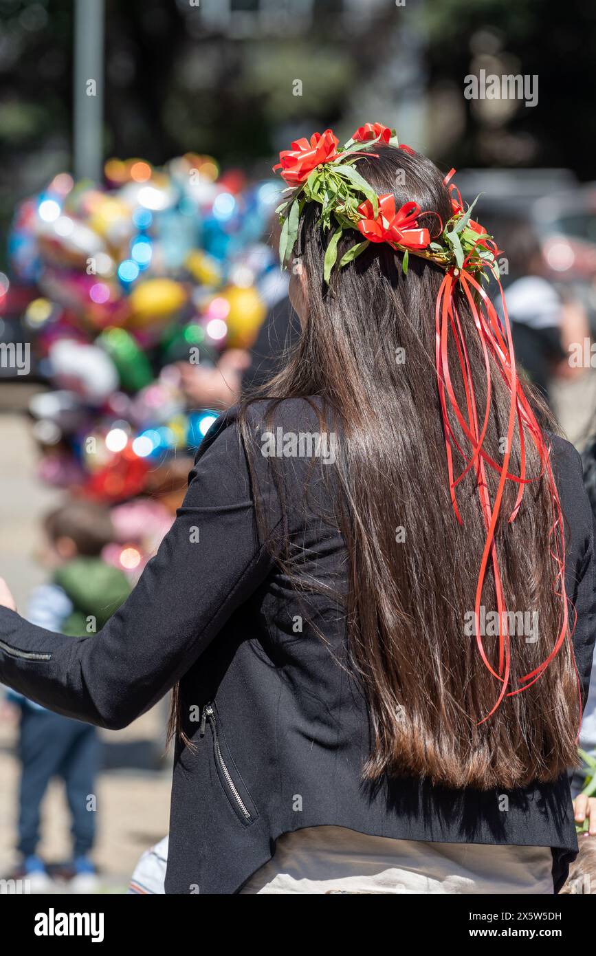 Hand made flower crowns, decoration for the festival Vrbica in the city ...