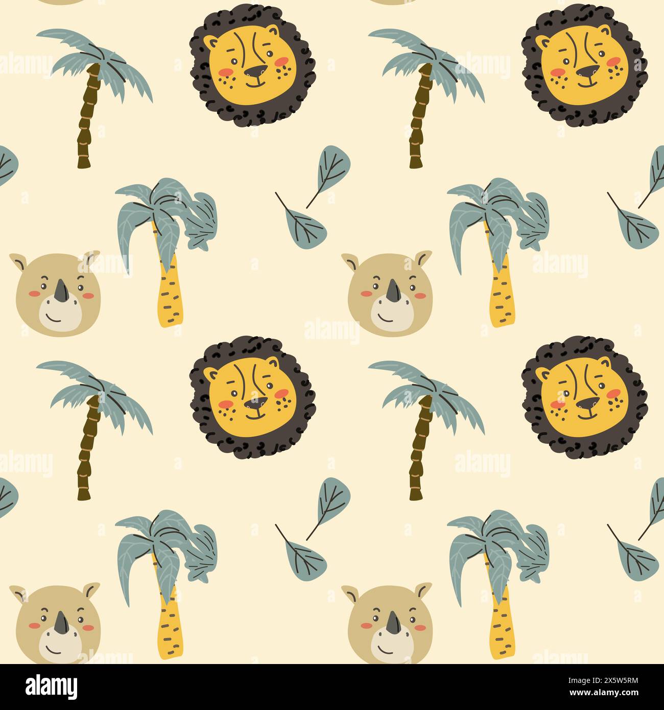 Wild african safari animals pattern in trendy scandinavian style. Cute ...