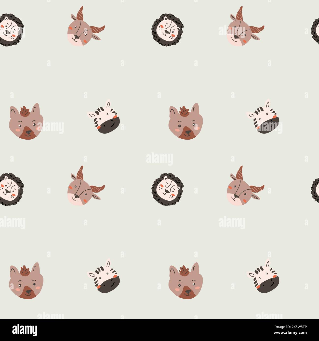 Wild african safari animals pattern in trendy scandinavian style. Cute ...