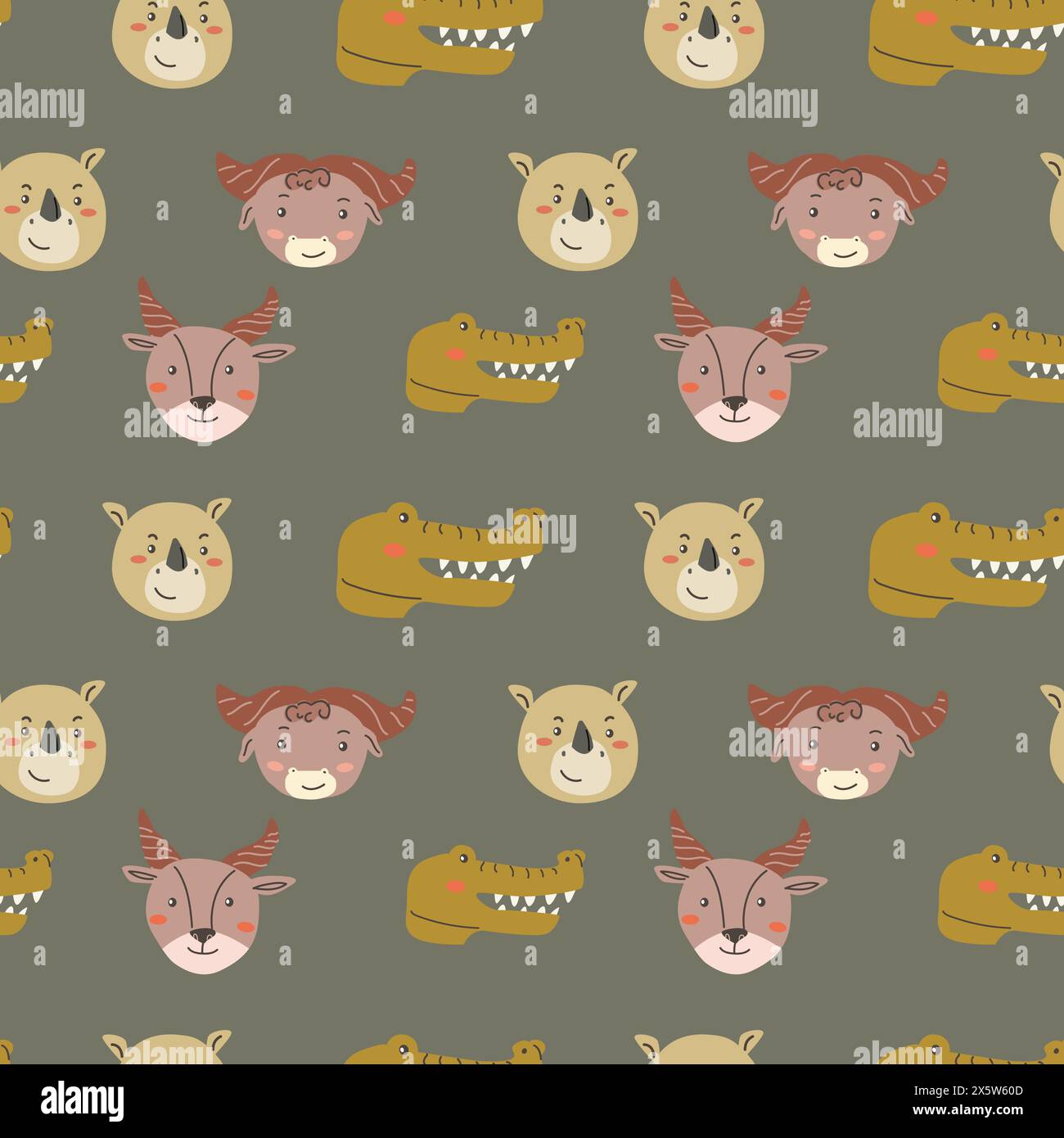 Wild african safari animals pattern in trendy scandinavian style. Cute ...