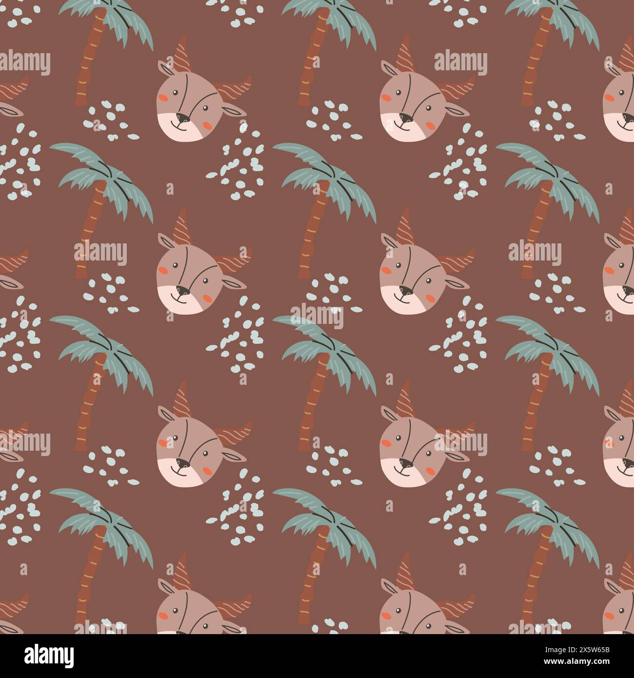 Wild african safari animals pattern in trendy scandinavian style. Cute ...