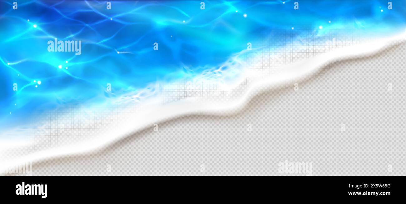 Foamy sea wave top view isolated on transparent background. Vector ...