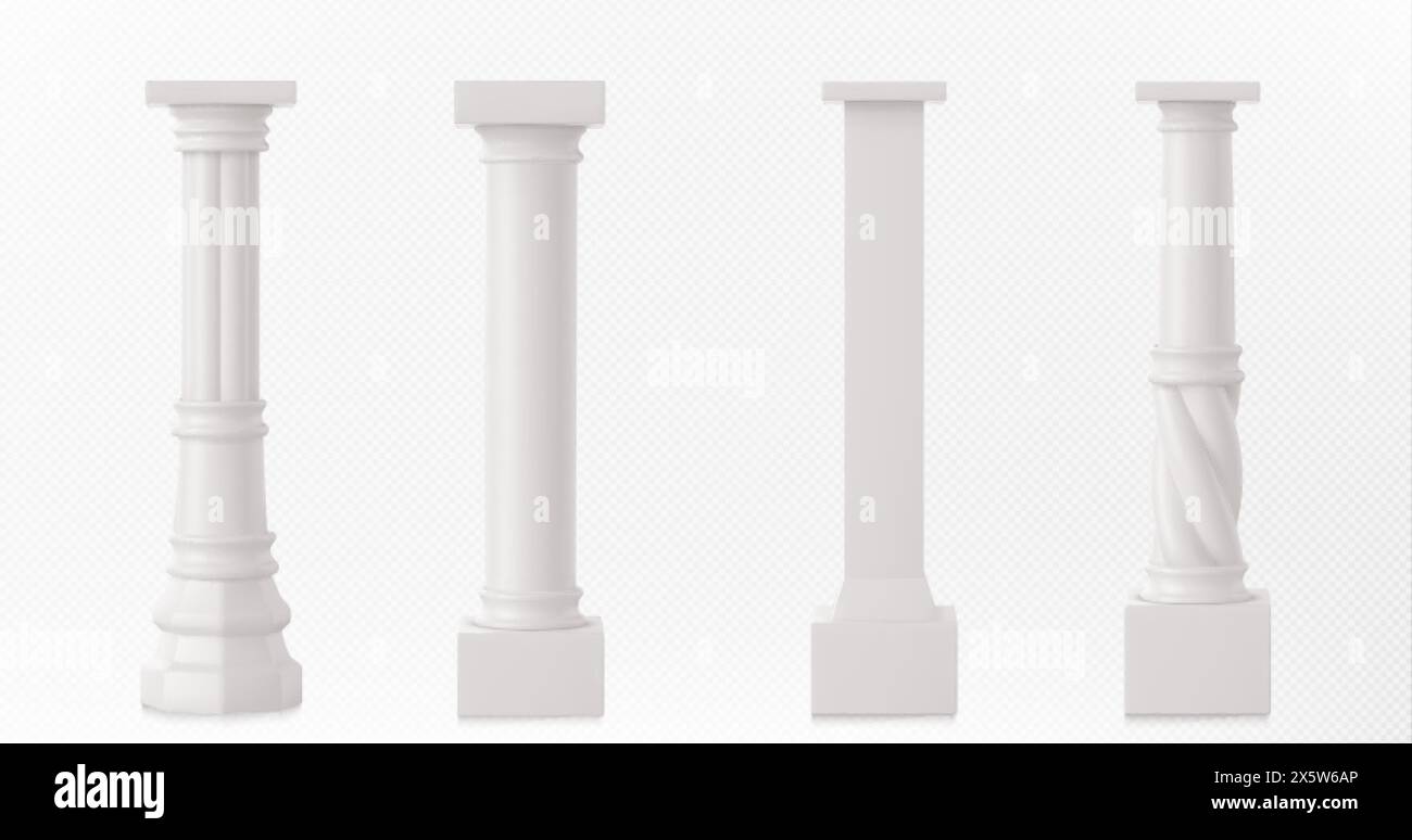 Ancient roman column made of white clay. Realistic 3d vector ...