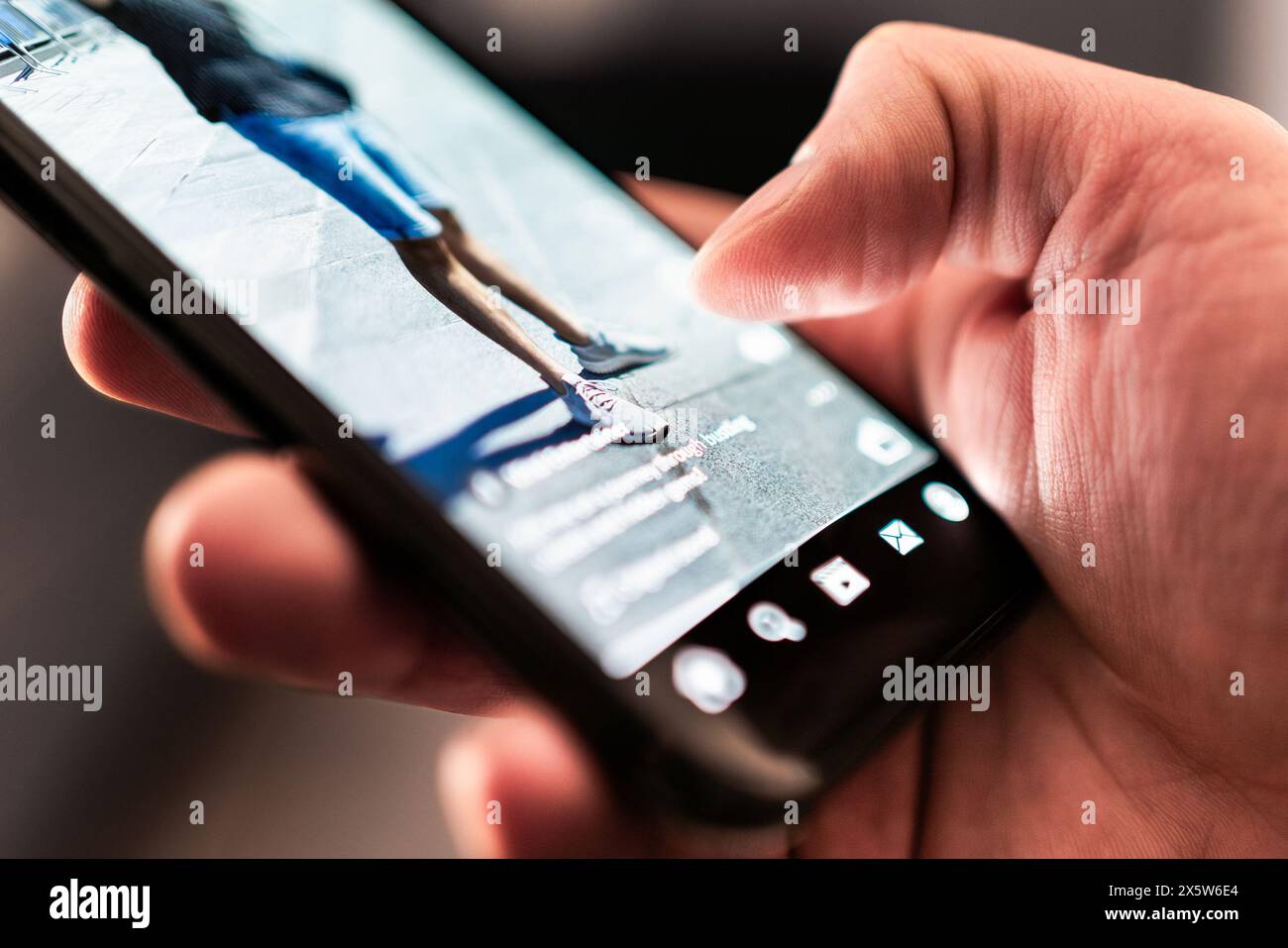 Short viral video on social media. Trend reel content in phone screen ...