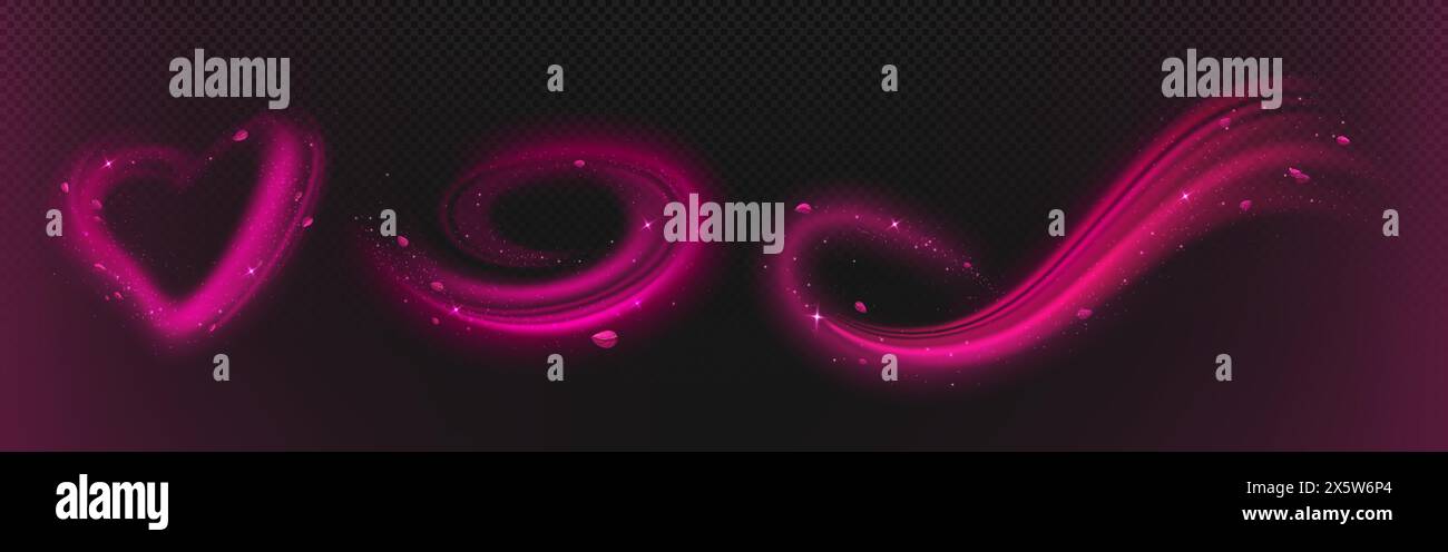 Pink fragrance wind with flower petal swirl effect. Rose blossom fly ...