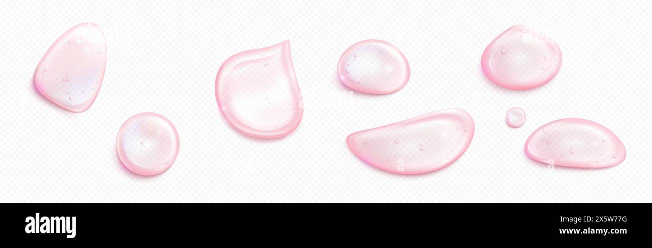 3d pink soap bubble. Collagen water ball vector. Isolated transparent ...