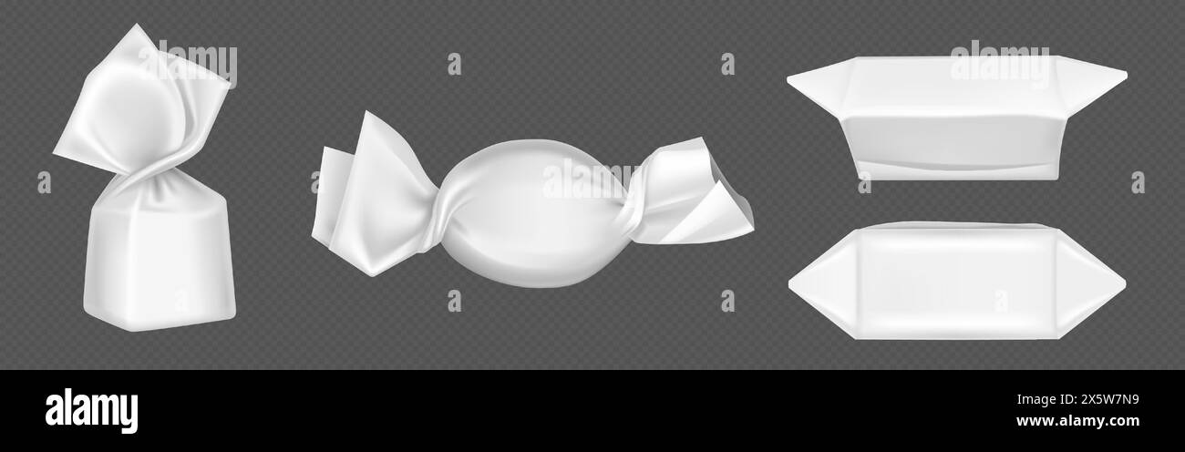 Chocolate candy wrapper mockup. 3d blank white package. Sweet pack and ...