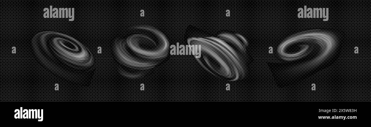 Wind swirls set isolated on transparent background. Vector realistic ...