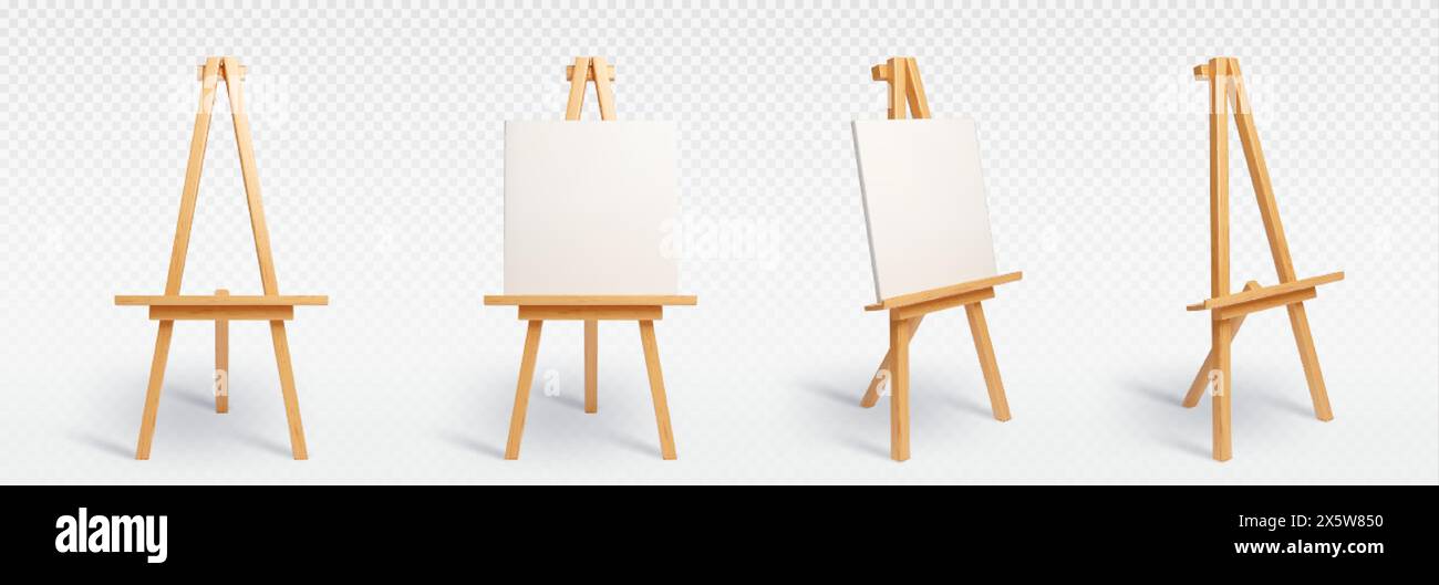 3D set of easel stands isolated on transparent background. Vector ...