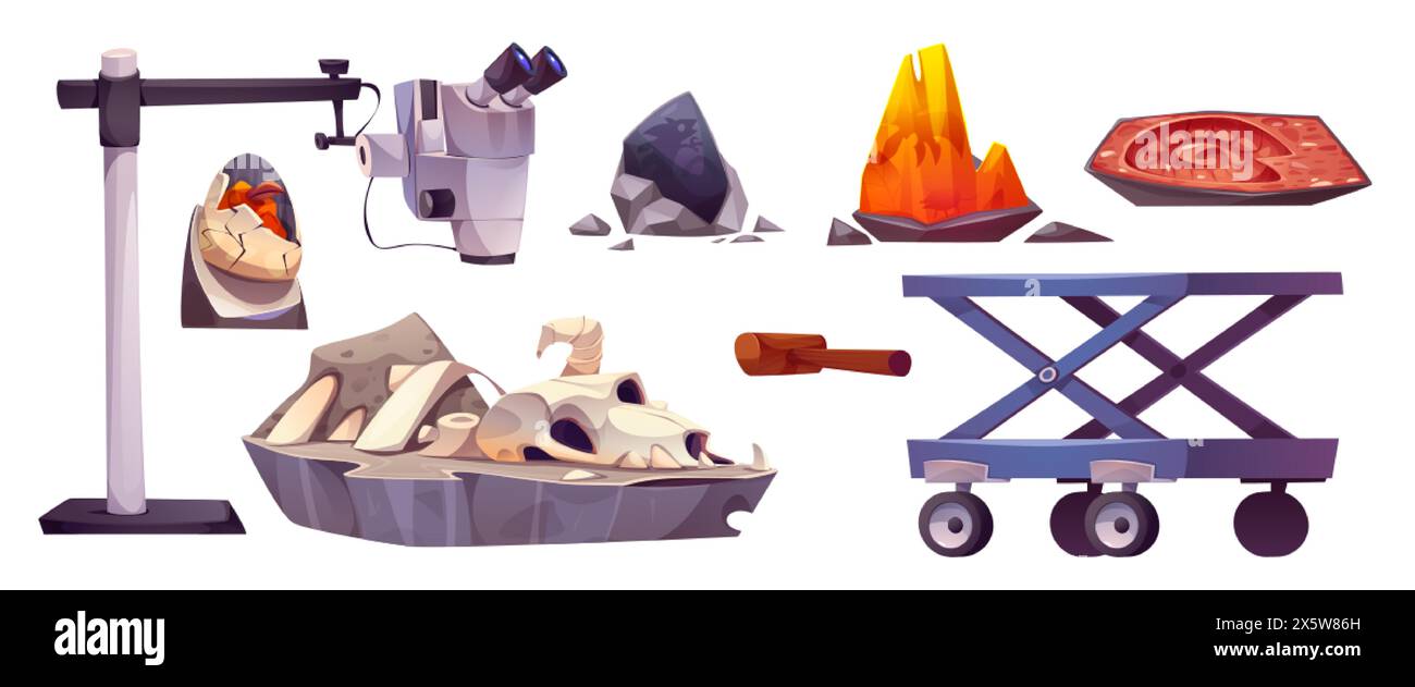 Scientist lab room with dinosaur fossil vector. Archaeologist ...