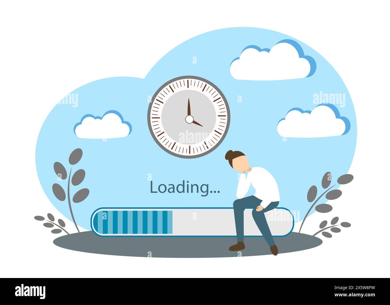 Waiting. The woman sits and waits. Loading Stock Vector Image & Art - Alamy