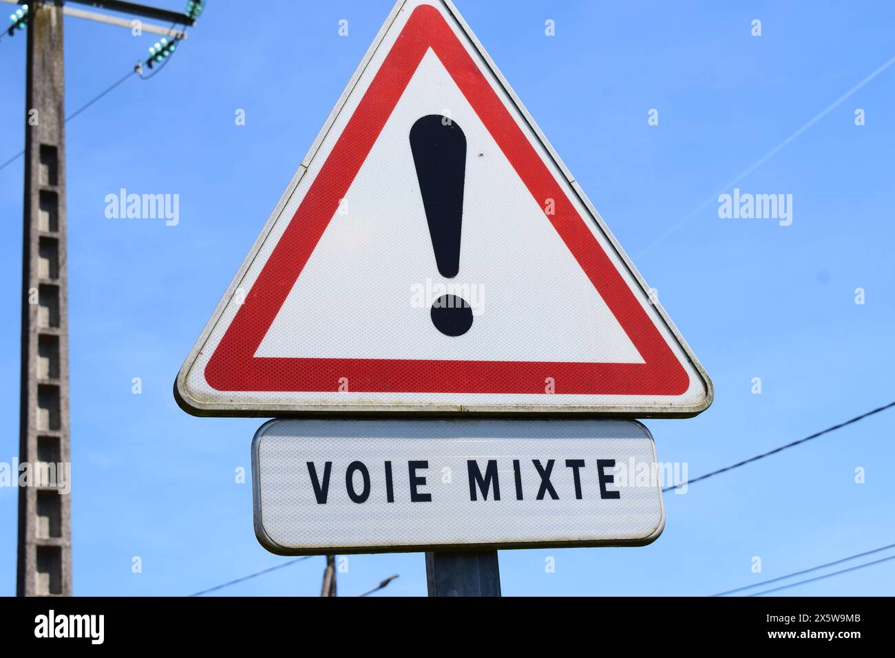 warning sign in France Stock Photo - Alamy