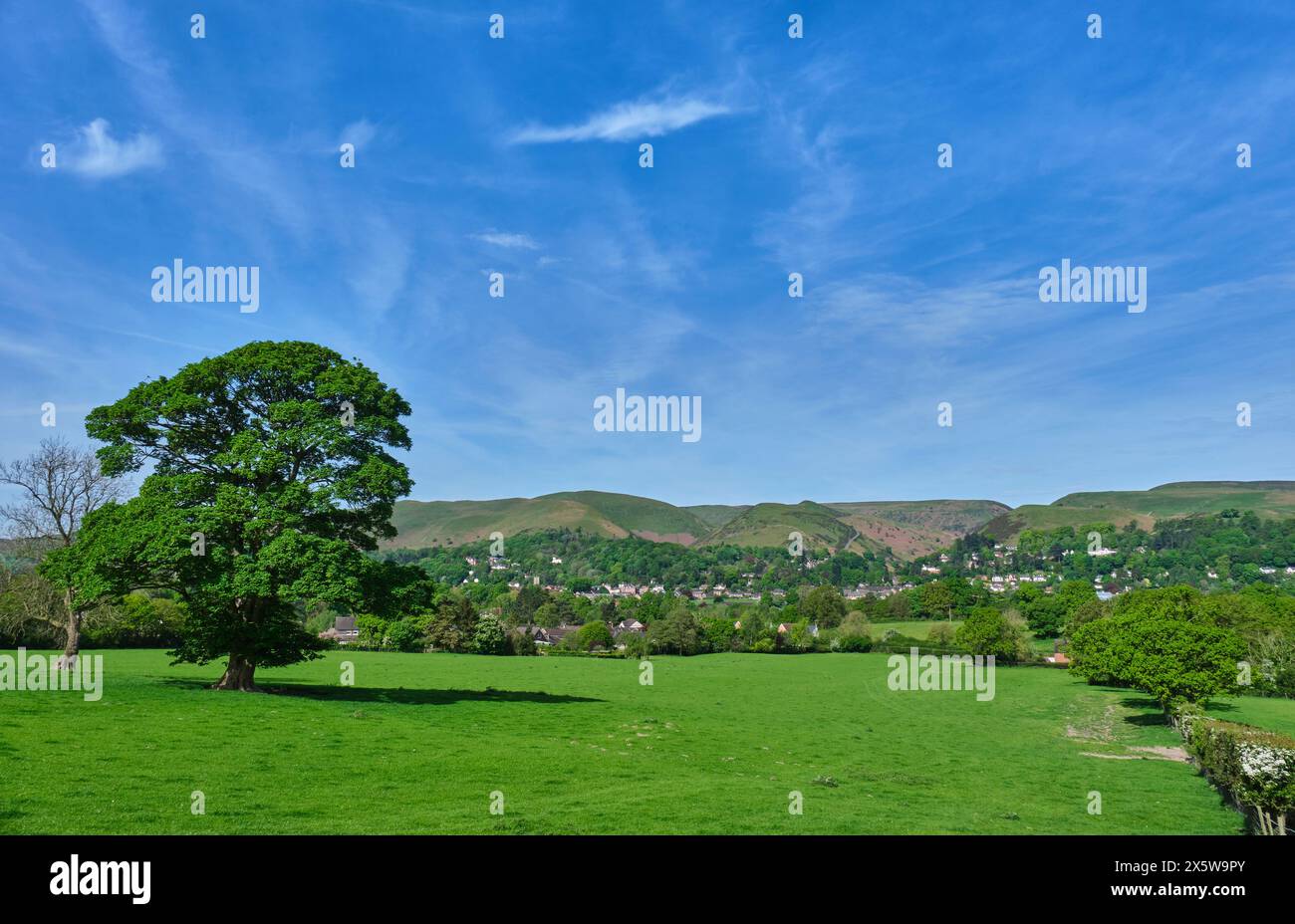 Church Stretton and the Long Mynd from near Helmeth Wood, Church ...