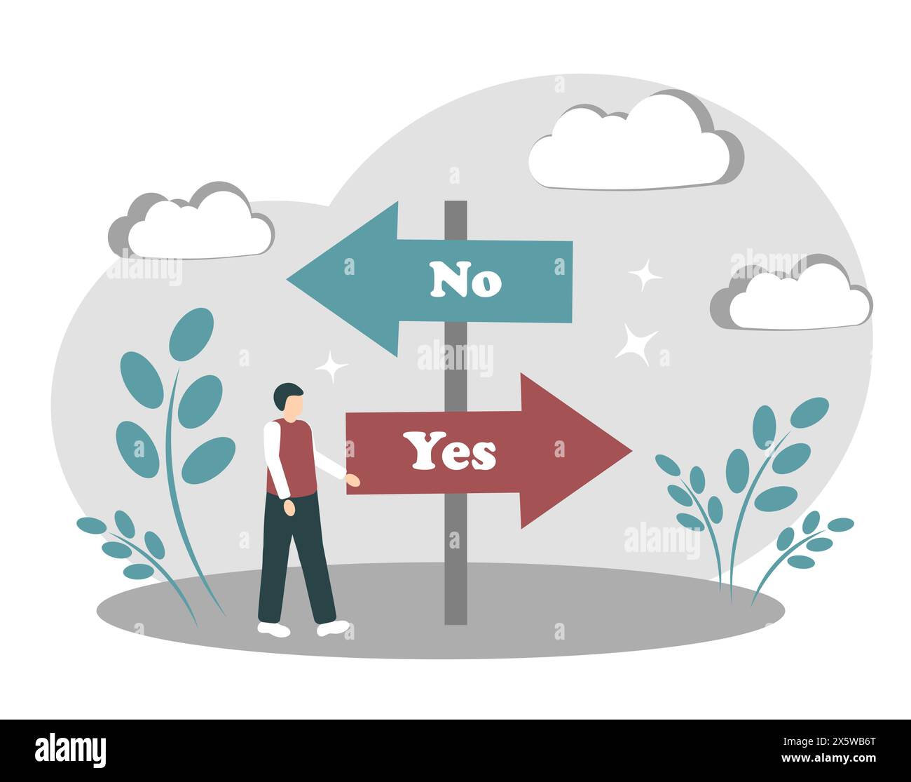Choosing a path. Pointer. A man chooses a path Stock Vector Image & Art ...