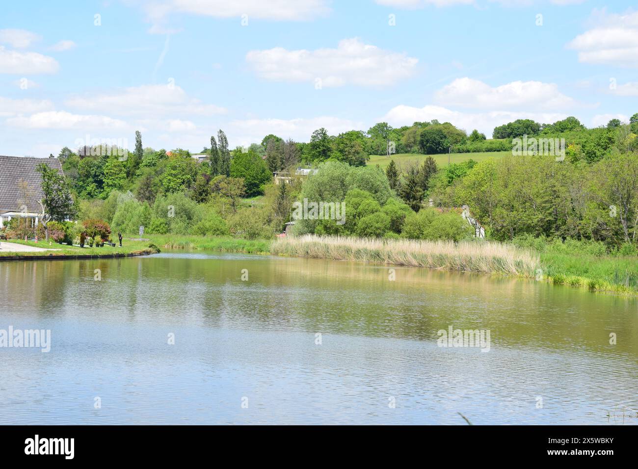 Sarre Channel with the bike and pedestrian way along the water Stock Photo - Alamy