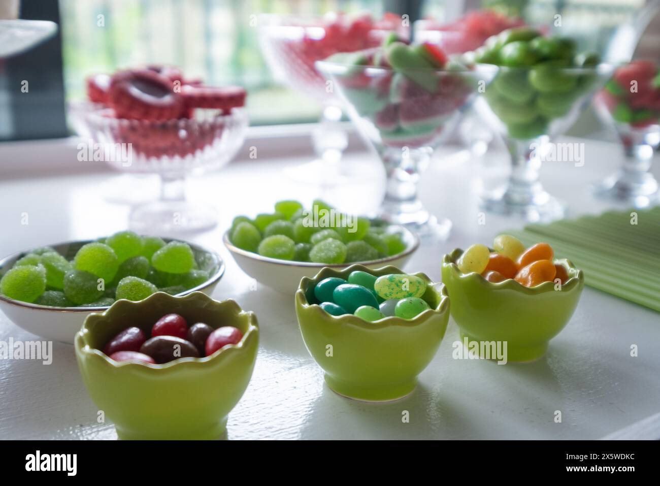detail of a Candy table. Sweets on a festive celebration table. There ...