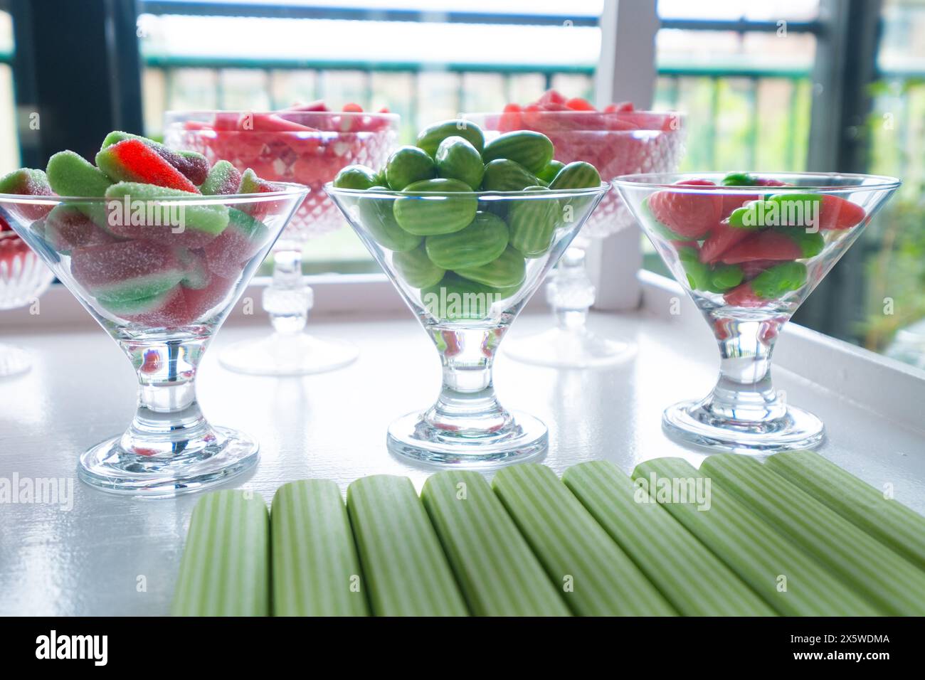 detail of a Candy table. Sweets on a festive celebration table. There ...