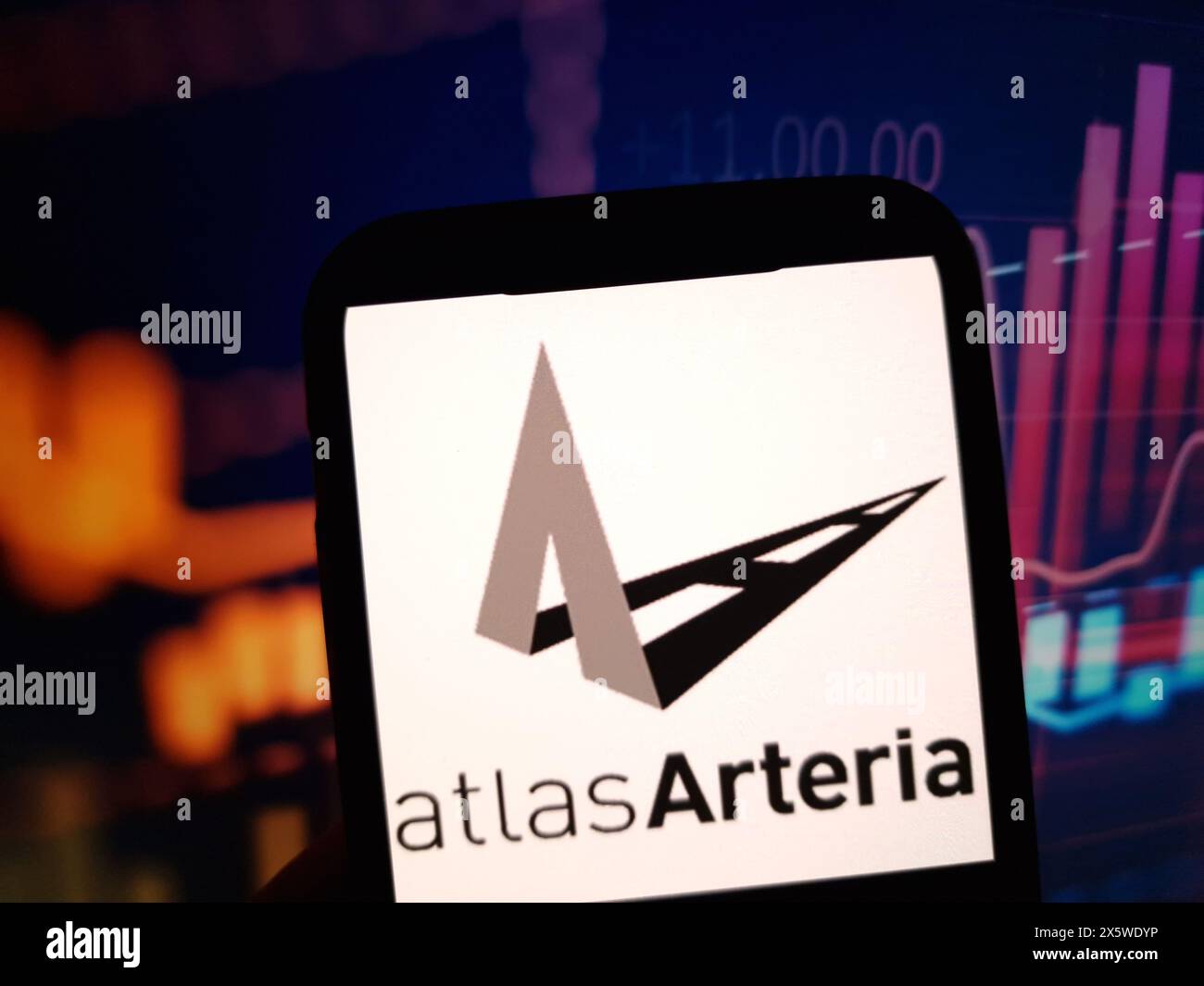 Konskie, Poland - May 11, 2024: Atlas Arteria company logo displayed on ...