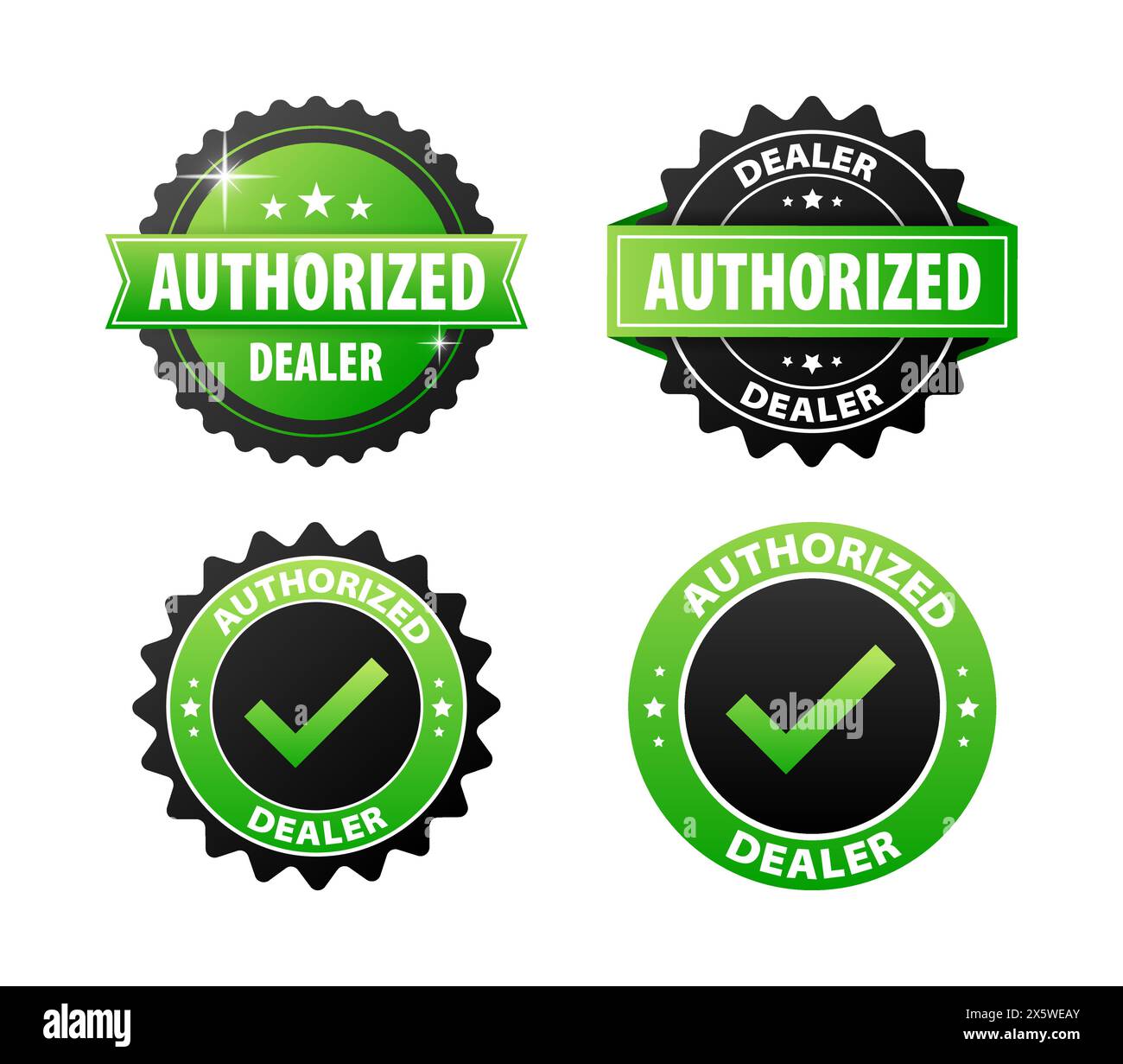 Authorized Dealer, green and black label on white background Stock ...