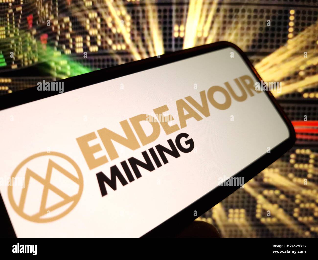 Konskie, Poland - May 11, 2024: Endeavour Mining company logo displayed ...