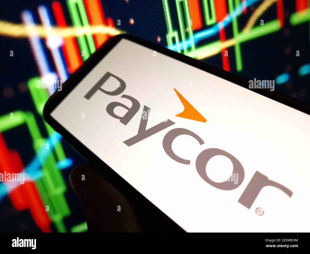 Konskie, Poland - May 11, 2024: Paycor company logo displayed on mobile ...