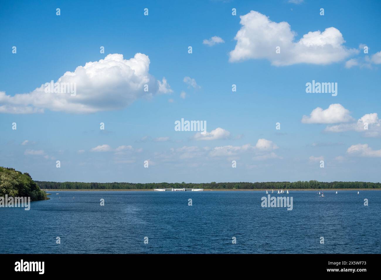 Neuhausen, Germany. 11th May, 2024. Sailboats sail across the Spremberg ...