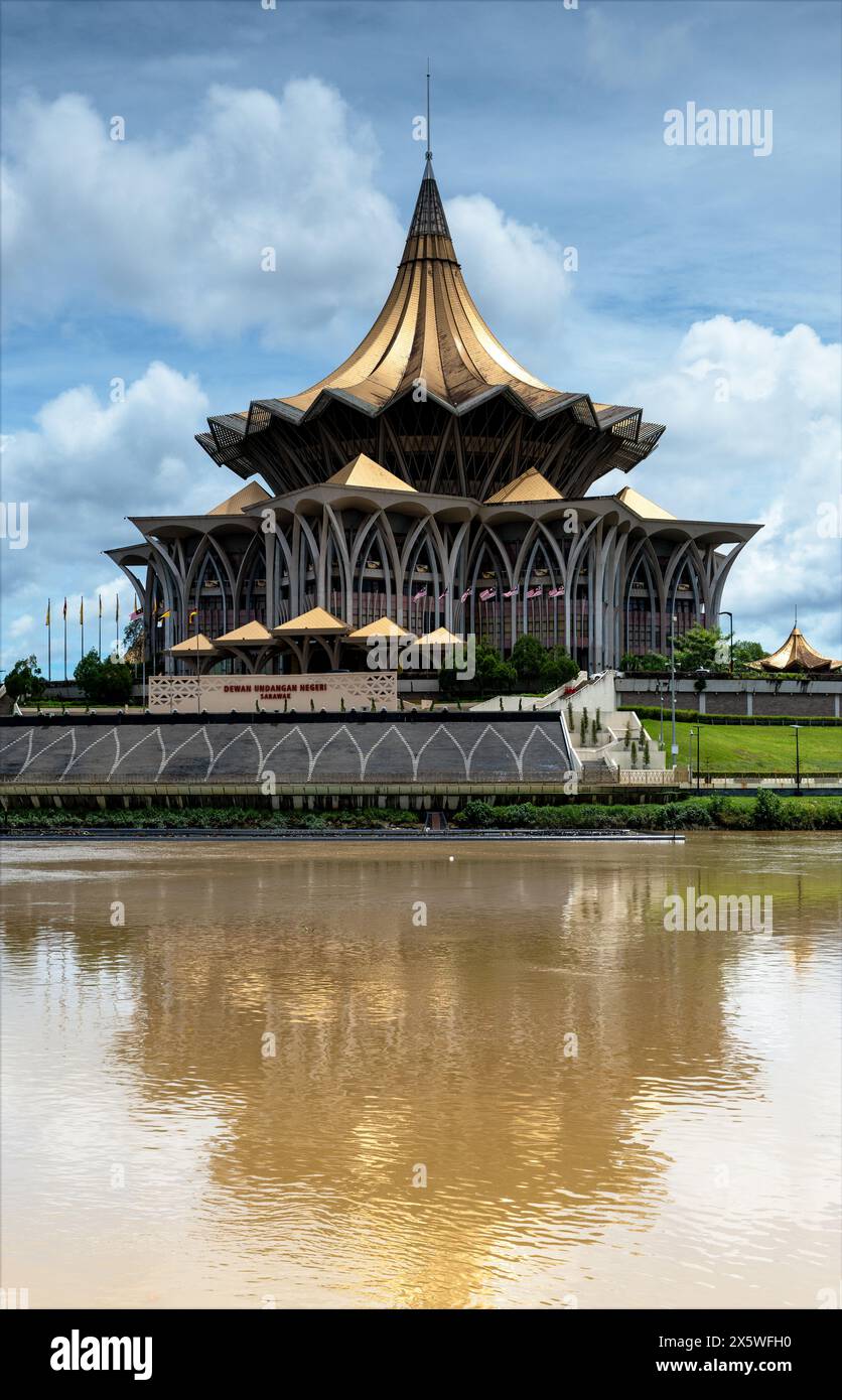 Sarawak river and State Legislative Assembly, Kuching, Borneo, Malaysia ...