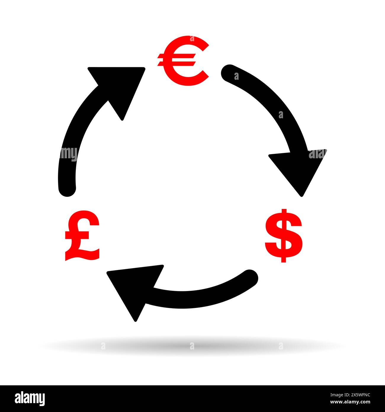 Dollar euro pound money change shadow icon, trade cash information web ...