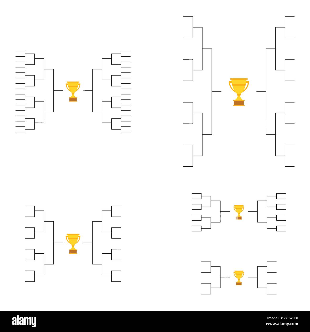 Set of Bracket sport tournament, blank elimination event sign, playoff ...
