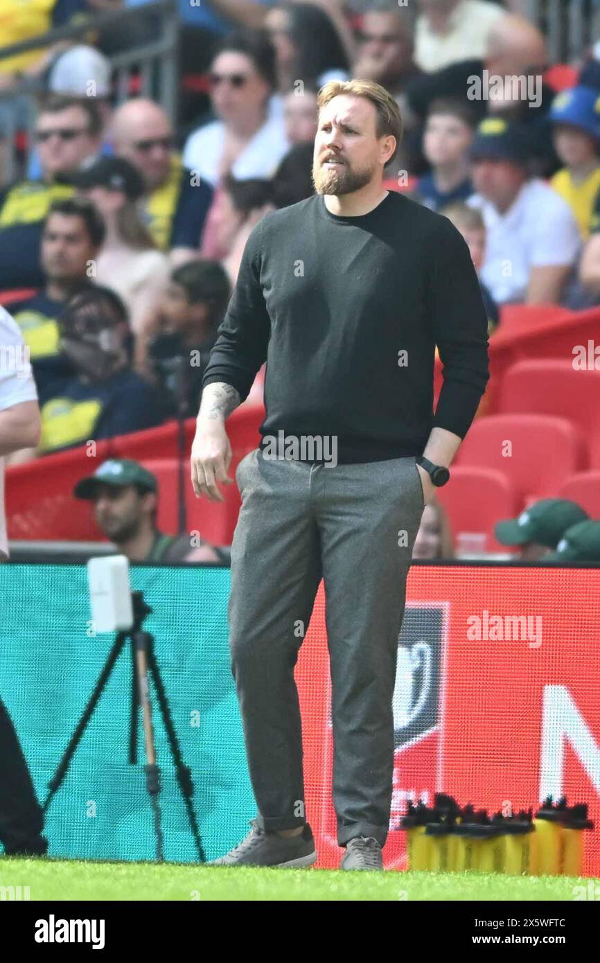 Wembley Stadium, London on Saturday 11th May 2024. Manager Rob Elliot ...