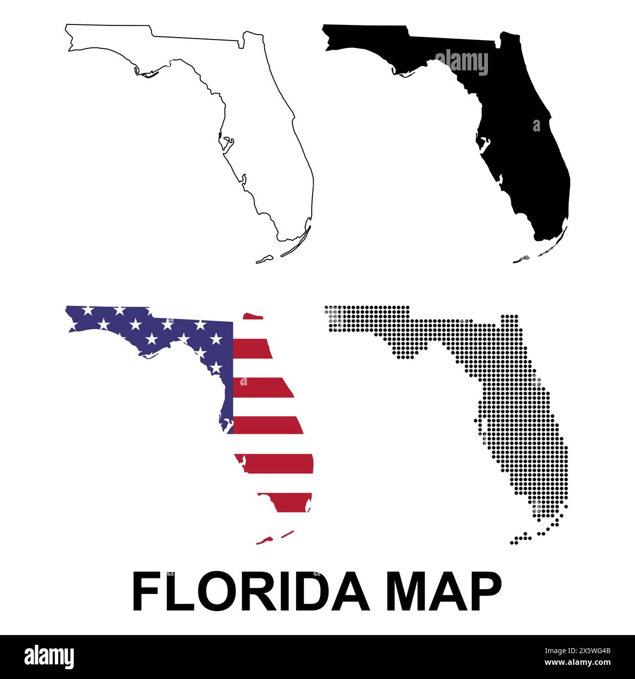 Set of Florida map, united states of america. Flat concept icon vector ...
