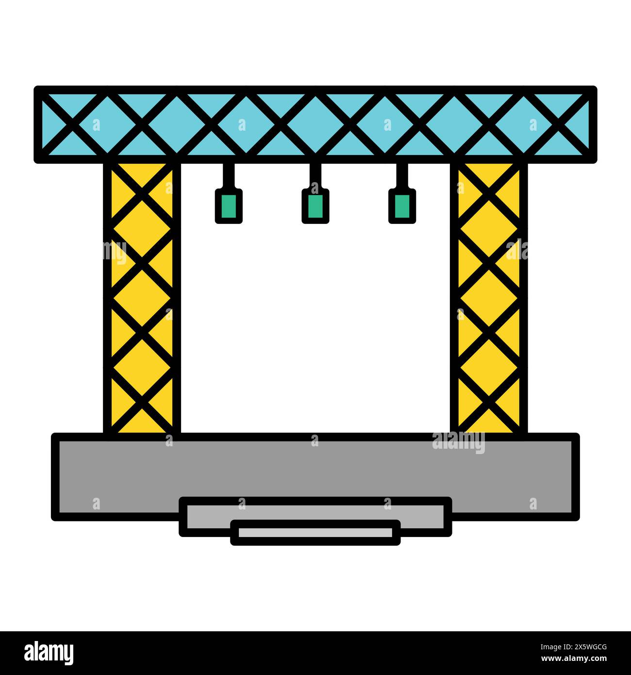 Stage scene constructions icon, web frame podium sign, show design ...