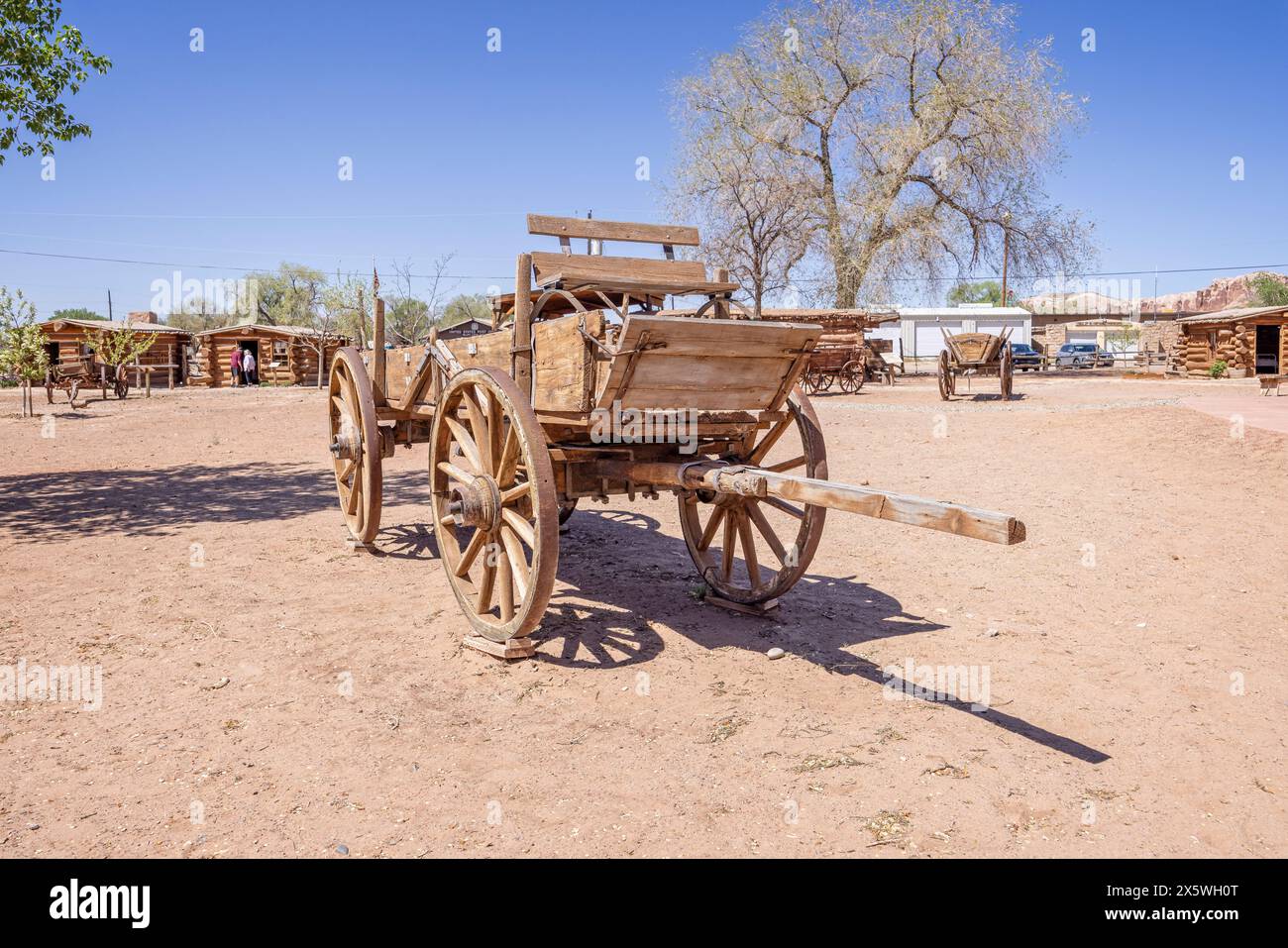 Open wagon on display at the Bluff Fort historic site in Bluff, Utah ...
