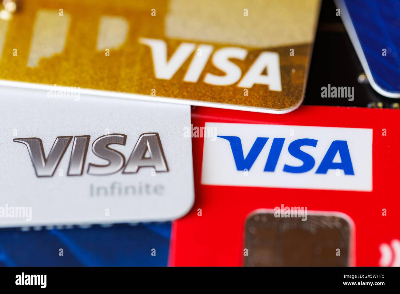 Stuttgart, Germany - May 1, 2024: Credit cards from VISA for paying as ...