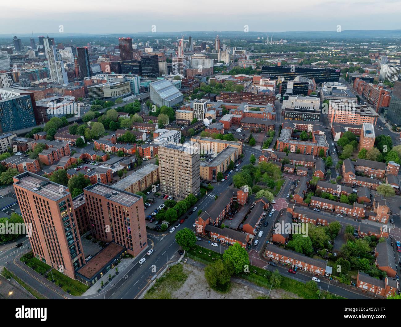 Aerial image of Manchester at golden hour Stock Photo - Alamy