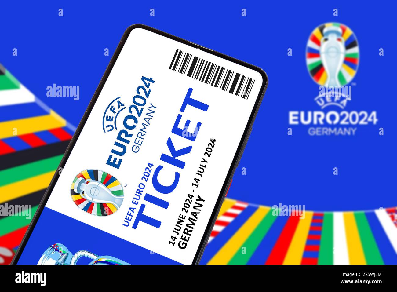 Germany - May 1, 2024: Ticket for UEFA Euro 2024 Germany European ...