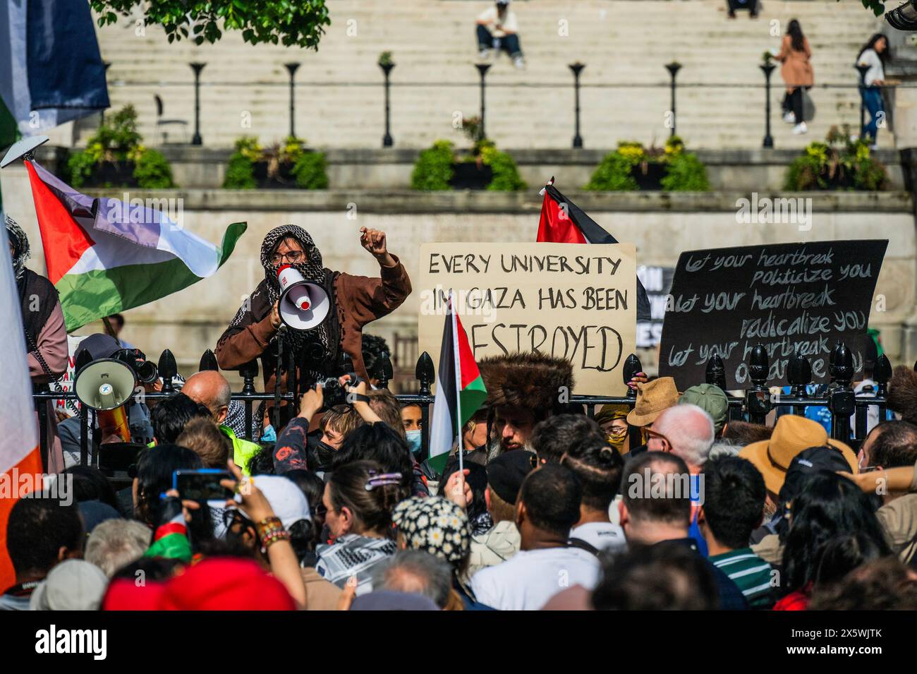 London, UK. 11th May, 2024. A march arrives to lend support to those ...