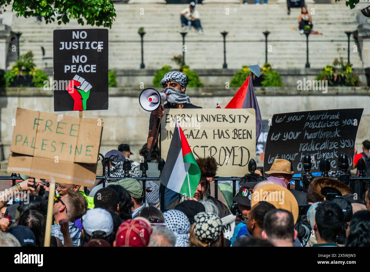 London, UK. 11th May, 2024. A march arrives to lend support to those ...